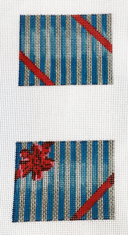 Needlepoint Blue and Silver Striped Present Canvas – Needlepoint Inc